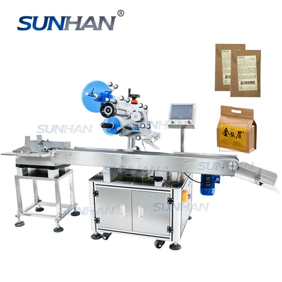 Top Side Mylar Bags Label Applicator Stand Up Pouch Labeling Machine ...